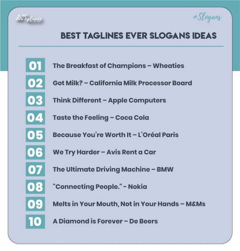 101+ Best Taglines Ever Ideas & Examples - Tiplance