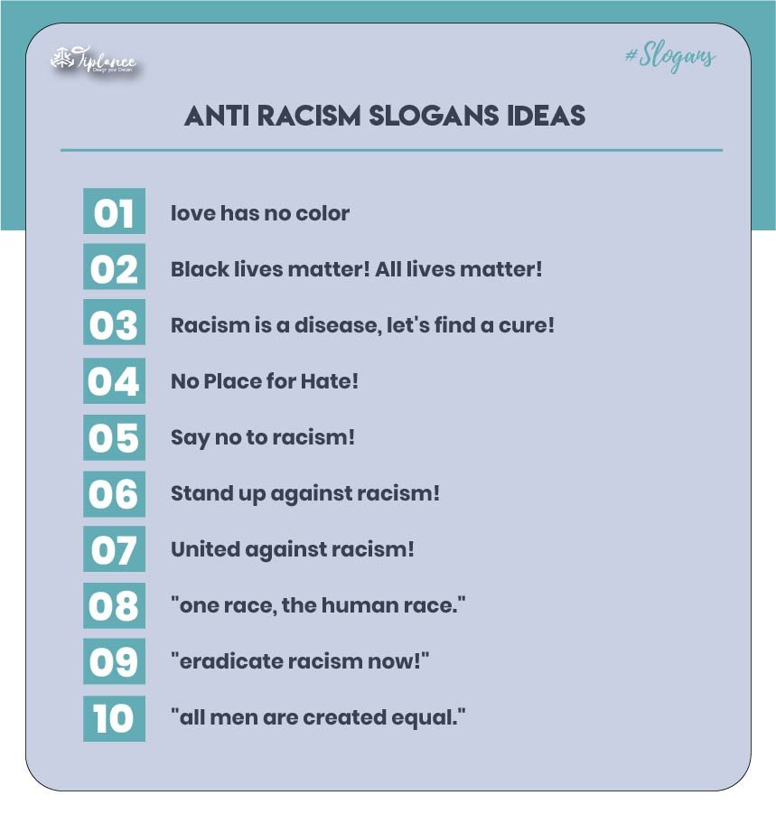 101 Popular Anti Racism Slogans Taglines Ideas Tiplance
