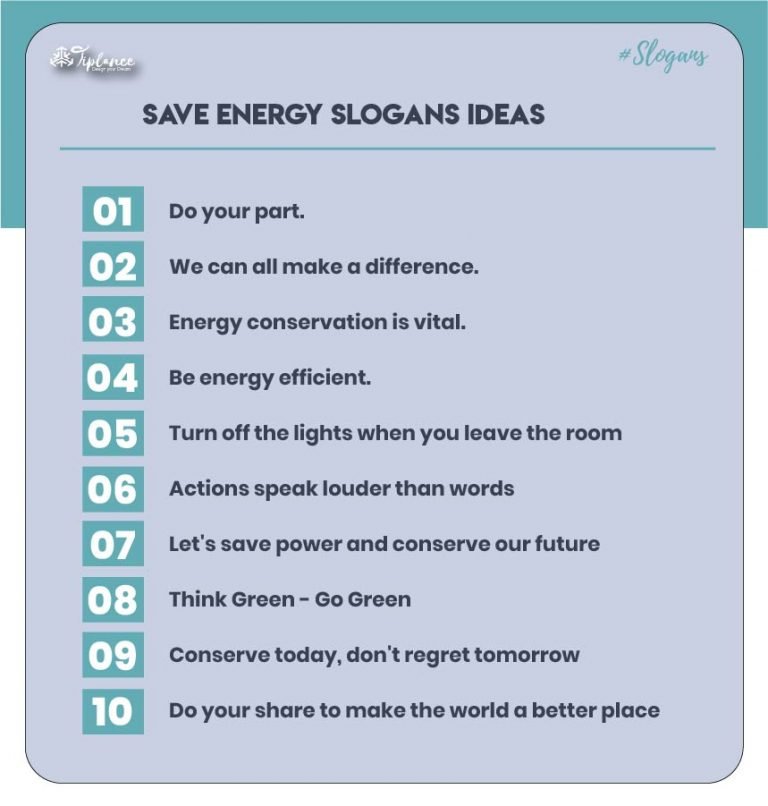 113+ Catchy Save Energy Slogans Taglines & Ideas - Tiplance