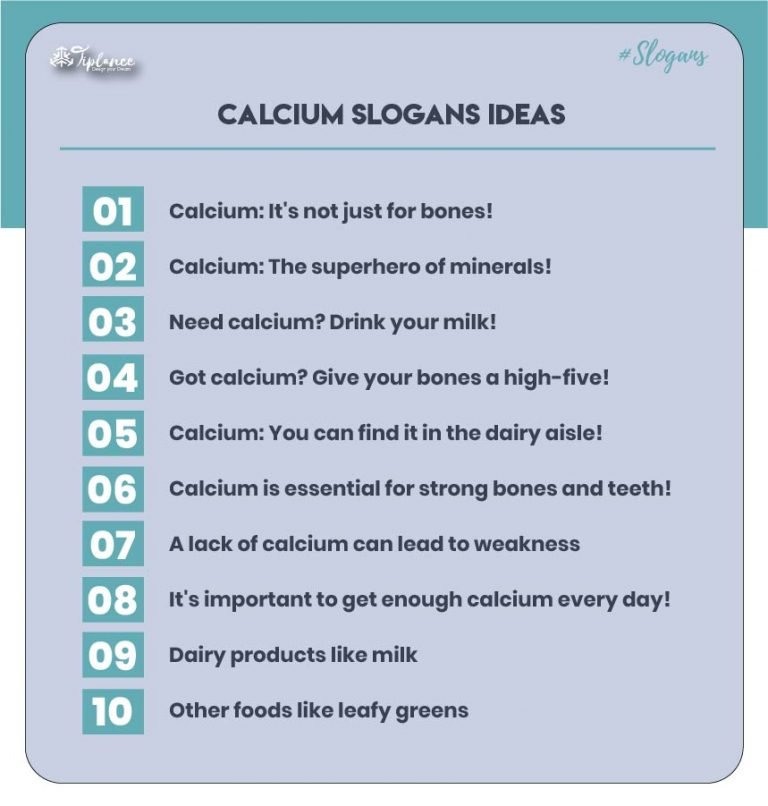 107+ Creative Calcium Slogans Samples & Examples - Tiplance