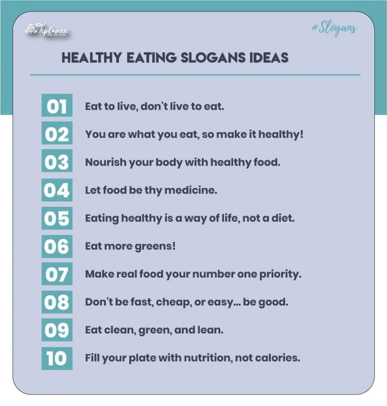 109+ Creative Healthy Eating Slogans Taglines & Ideas - Tiplance