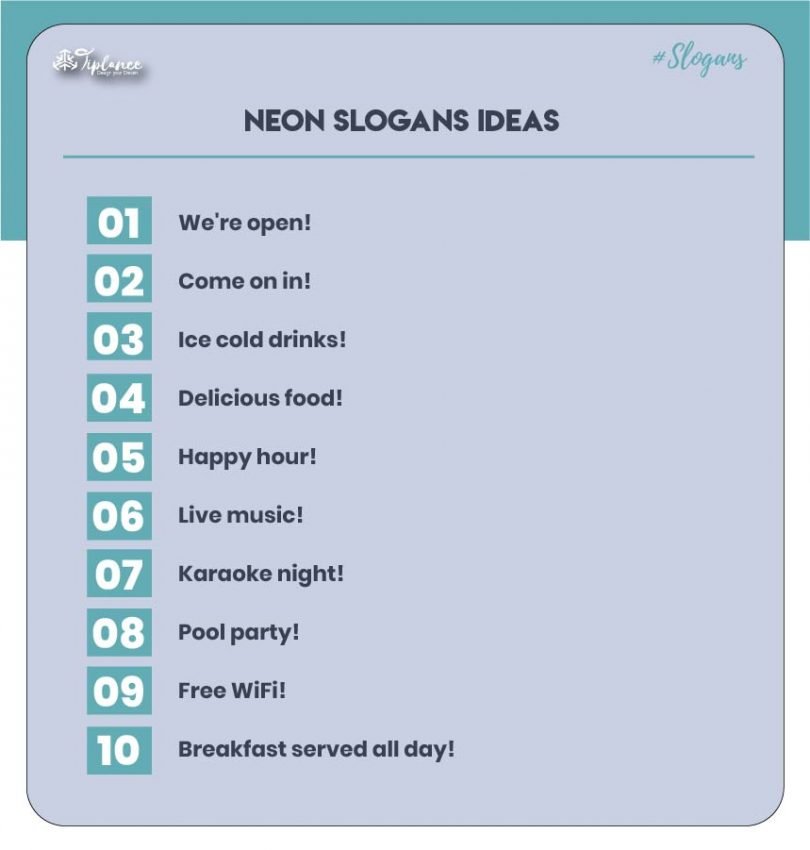 107+ Creative Neon Slogans Examples & Suggestions - Tiplance