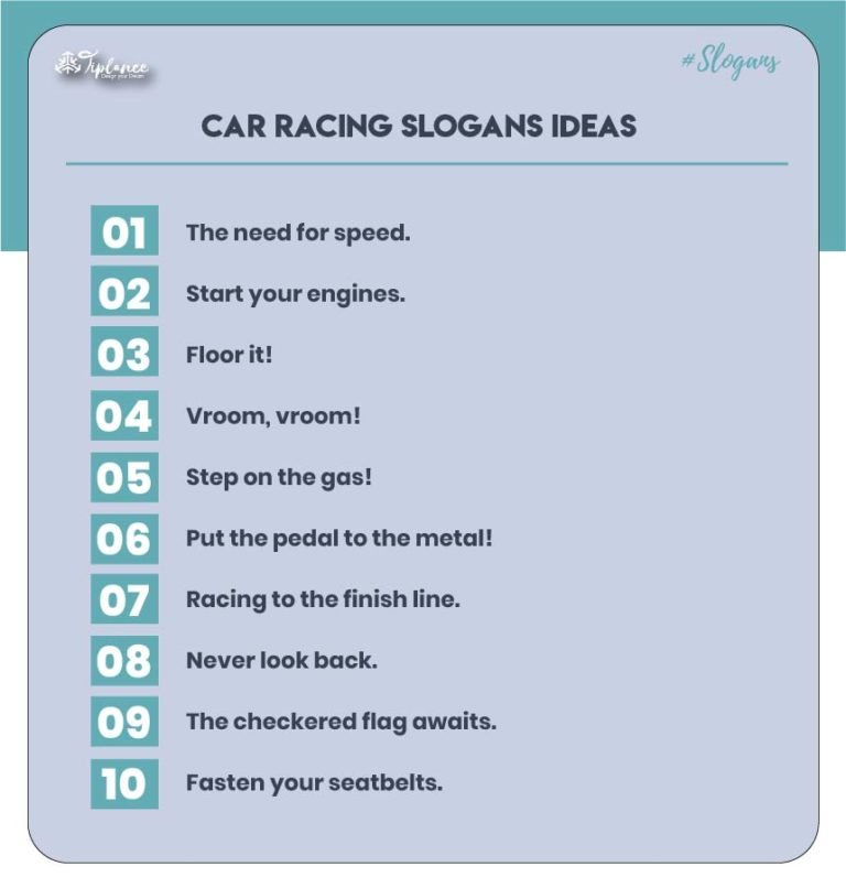 107+ Creative Car Racing Slogans Samples & Ideas - Tiplance