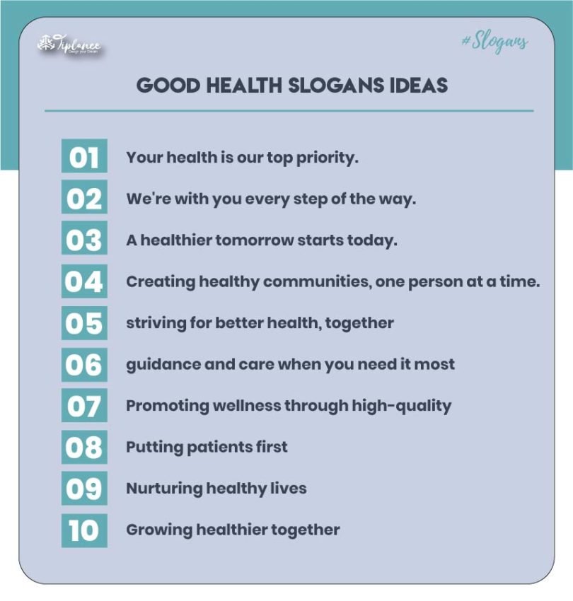Unique Slogans Related to Good Health Examples - Tiplance