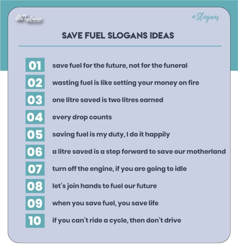 101+ Best Save Fuel Slogans Ideas & Examples - Tiplance