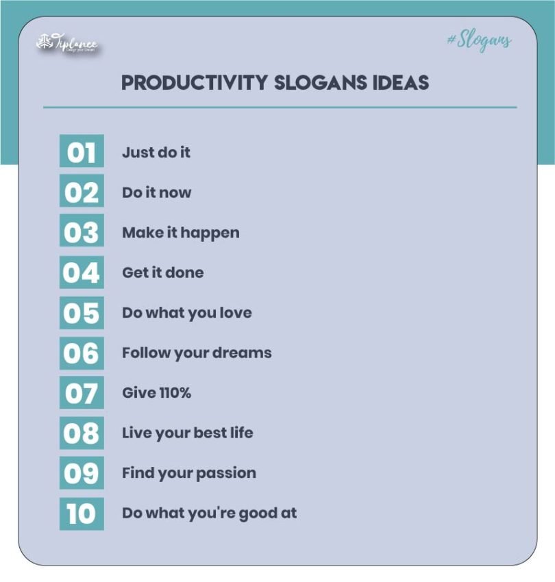 101+ Creative Productivity Slogans Ideas & Examples - Tiplance