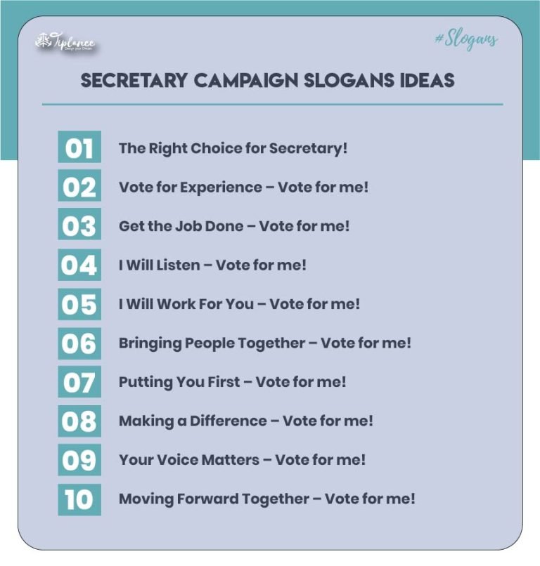 107+ Unique Secretary Campaign Slogans Ideas & Taglines
