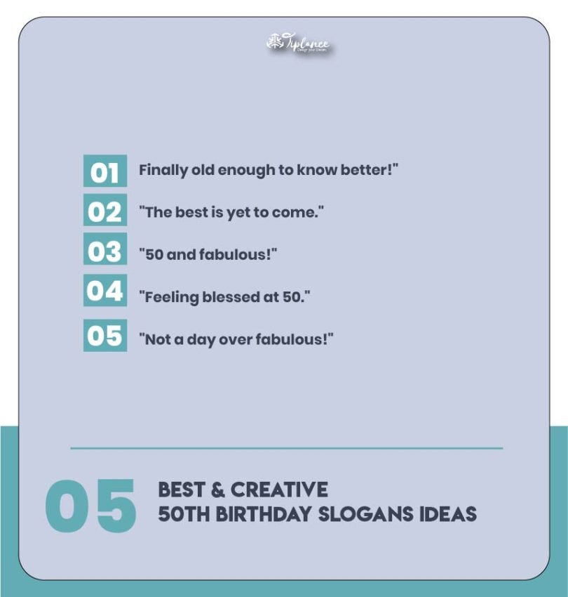 135+ Successful 50th Birthday Slogans Taglines & Ideas - Tiplance