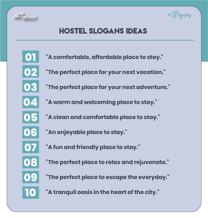 117+ Attractive Hostel Slogans Taglines & Ideas - Tiplance