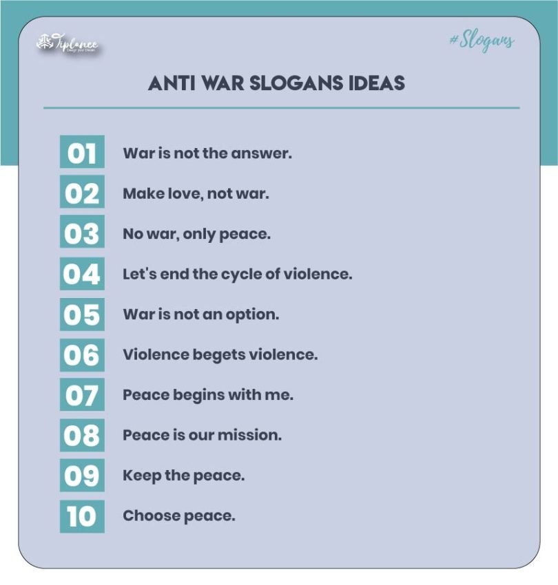 101+ Powerful Anti War Slogans & Tagline Examples - Tiplance