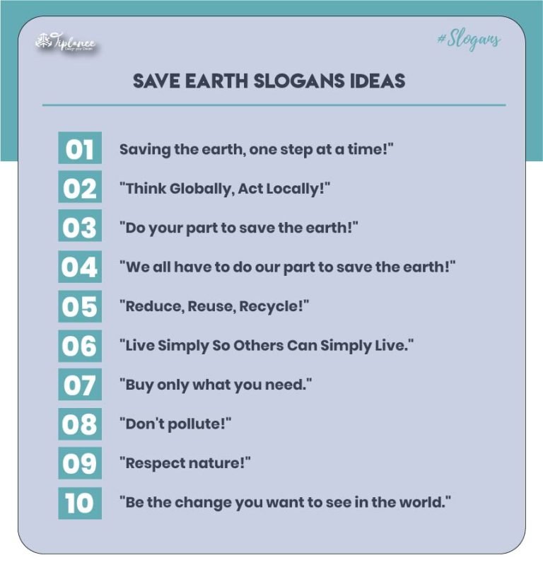 115+ Attractive Save Earth Slogans & Examples Ideas - Tiplance