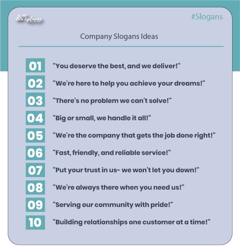 111+ Creative Company Slogans & Taglines - Tiplance
